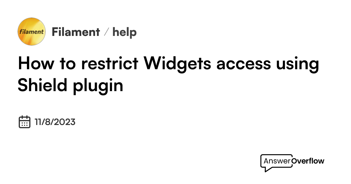 How to restrict Widgets access using Shield plugin - Filament