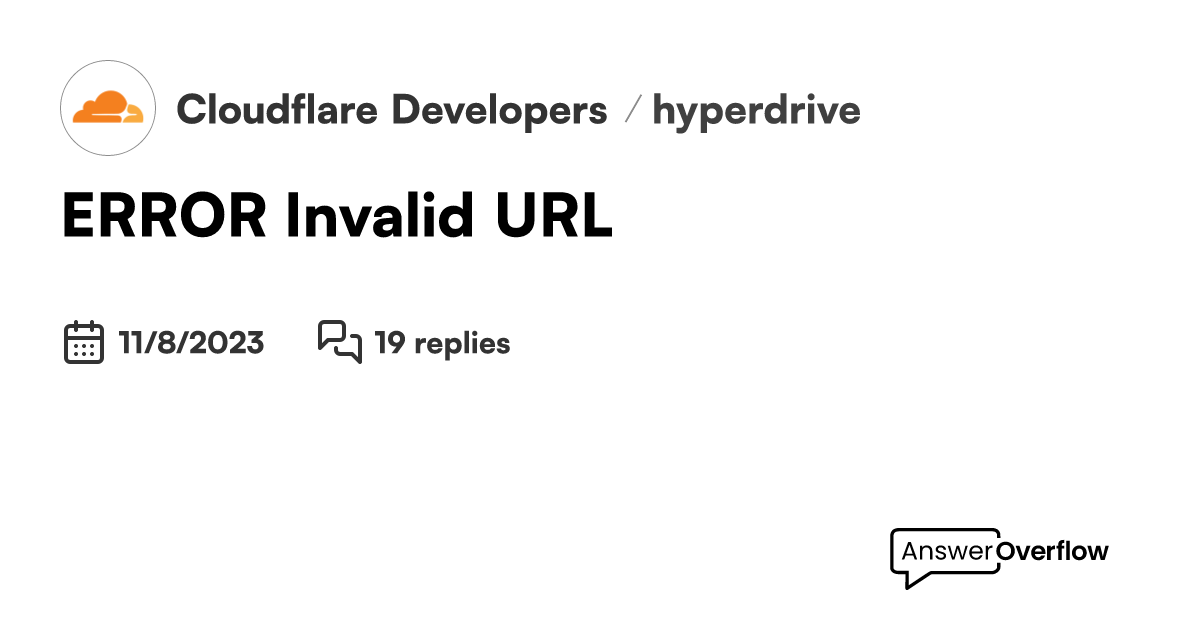 [ERROR] Invalid URL - Cloudflare Developers