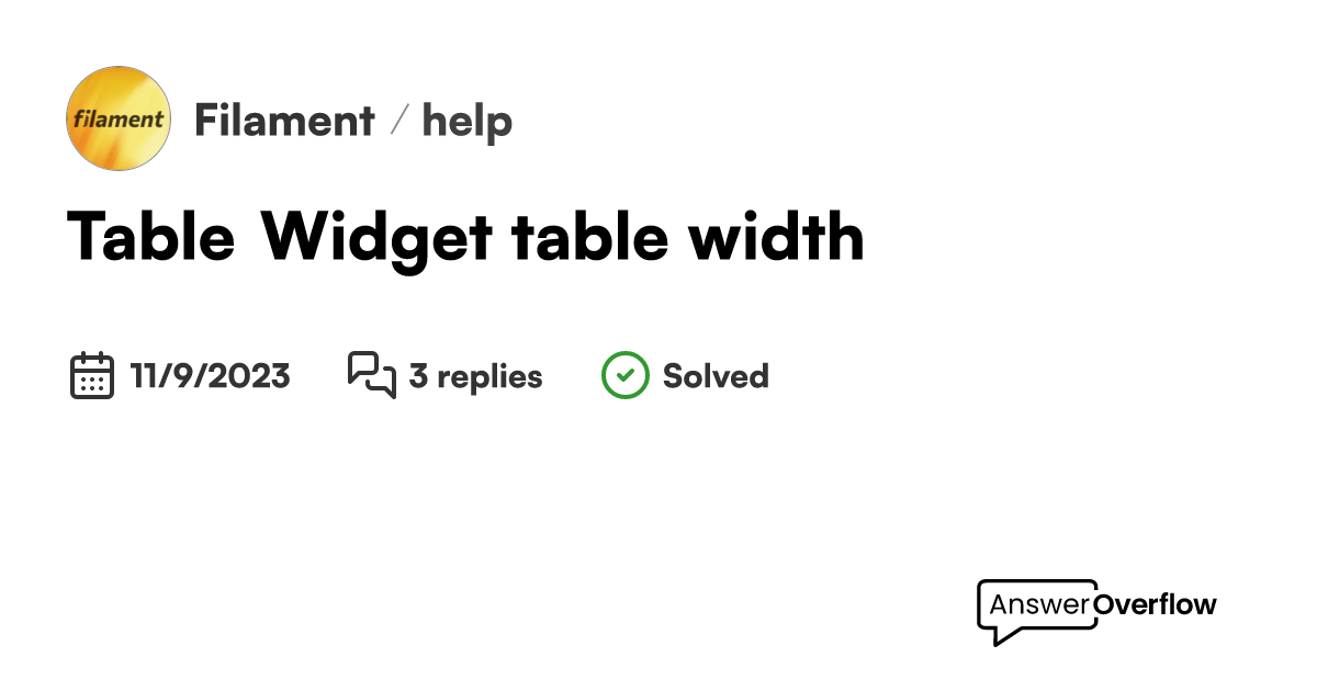 Table Widget table width ? - Filament