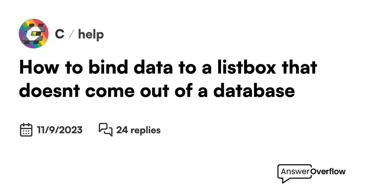 How To Bind Data To A Listbox That Doesnt Come Out Of A Database C