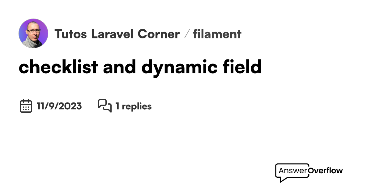 checklist and dynamic field - Tuto's Laravel Corner