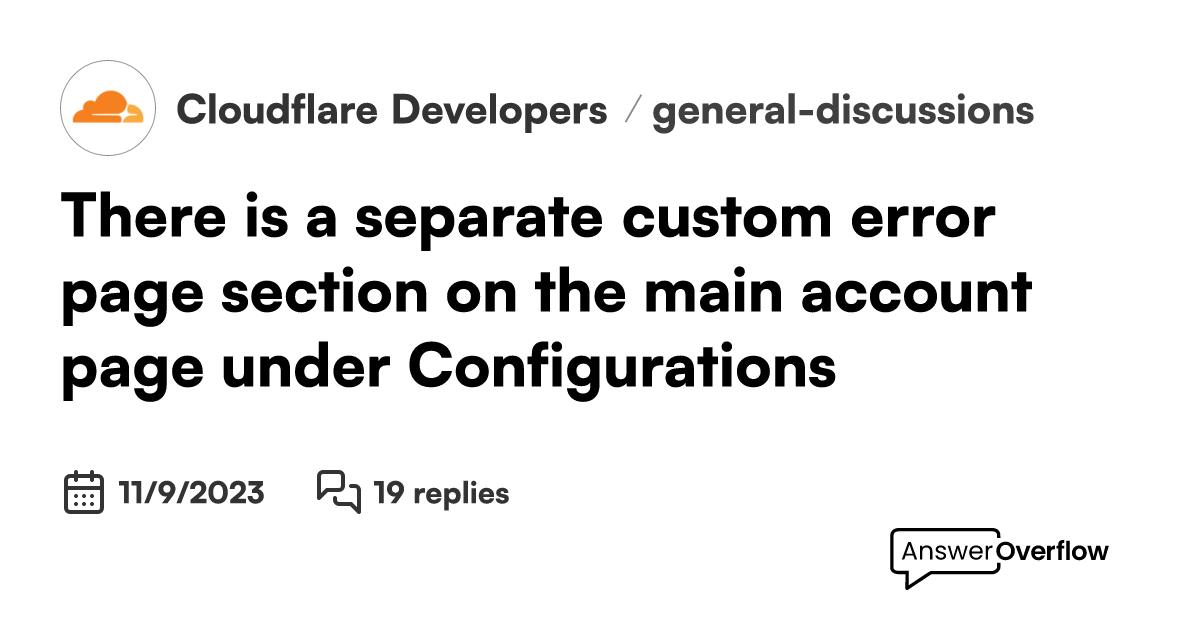 There is a separate custom error page section on the main account page under Configurations ...