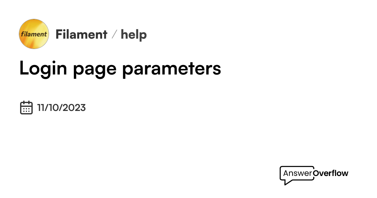 Login page parameters - Filament