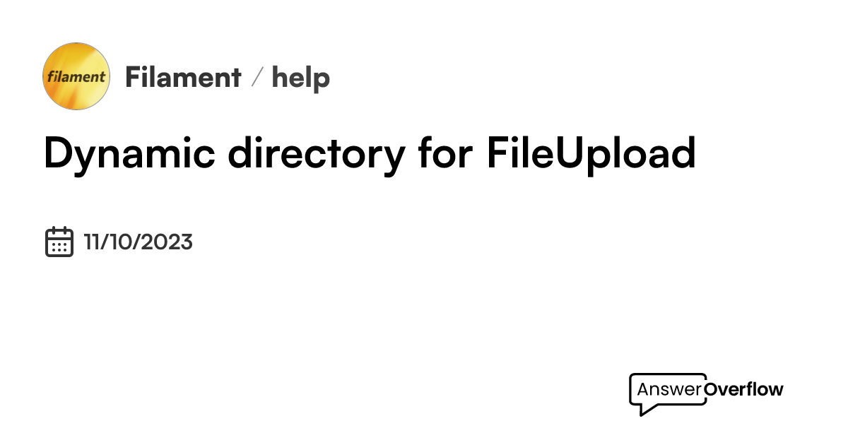 Dynamic directory for FileUpload - Filament