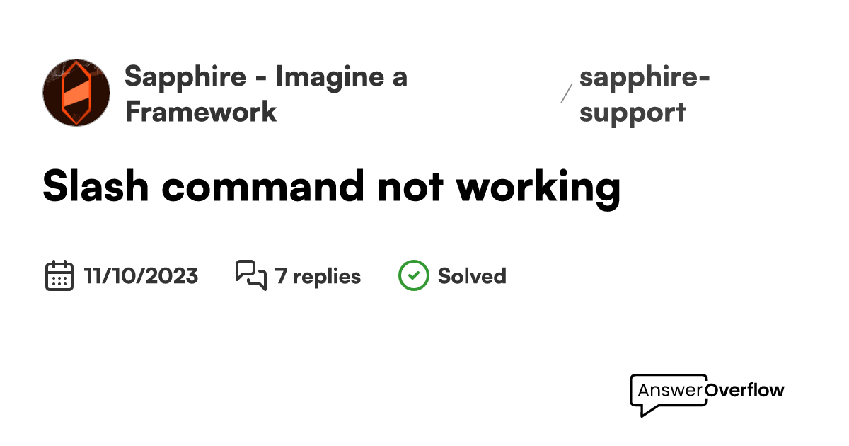 Slash command not working - Sapphire - Imagine a framework