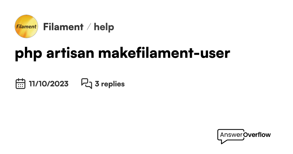php artisan make:filament-user - Filament