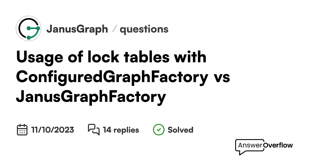 Usage of _lock_ tables with ConfiguredGraphFactory vs. JanusGraphFactory - JanusGraph