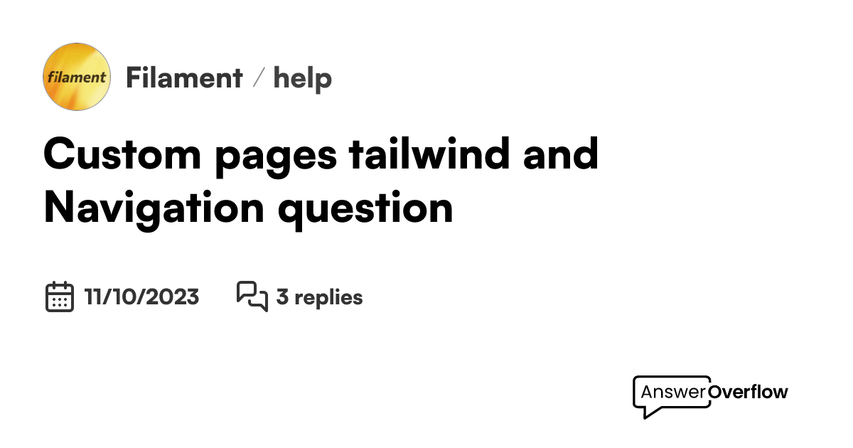 Custom pages tailwind and Navigation question - Filament