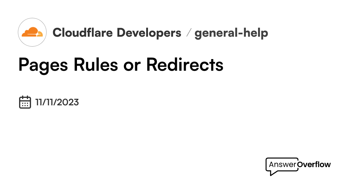 Pages Rules or Redirects - Cloudflare Developers