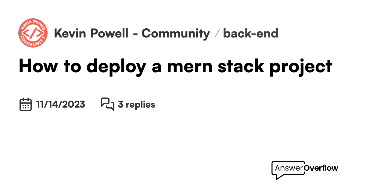 How to deploy a mern stack project - Kevin Powell - Community