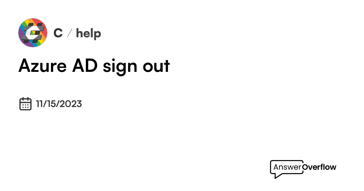 Azure AD sign out. - C#