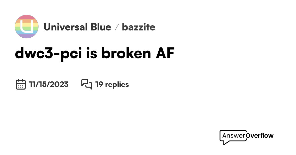 dwc3-pci is broken AF - Universal Blue