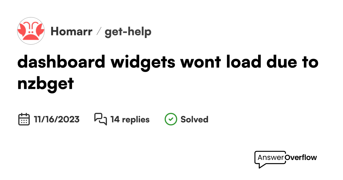 dashboard widgets wont load due to nzbget - Homarr