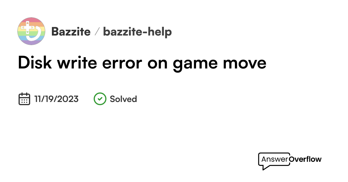 Disk write error on game move - Universal Blue