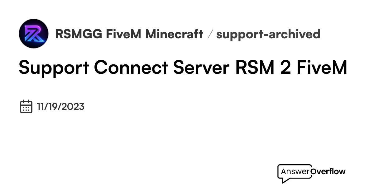 Support Connect Server RSM 2 FiveM - RSM.GG