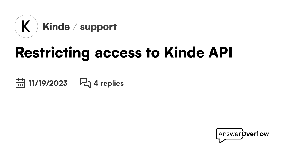 Restricting access to Kinde API - Kinde