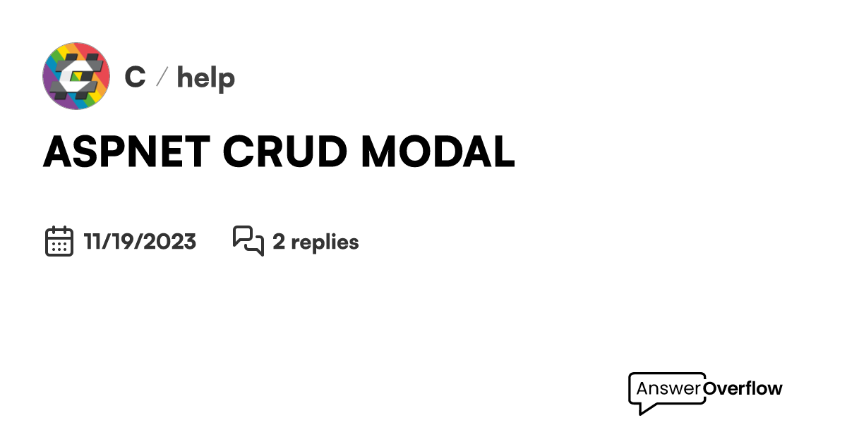 ASP.NET CRUD MODAL - C#
