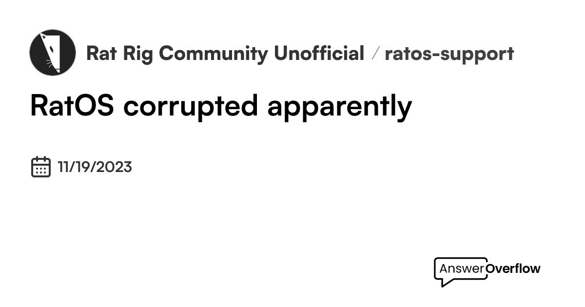 RatOS corrupted apparently - Rat Rig Community [Unofficial]