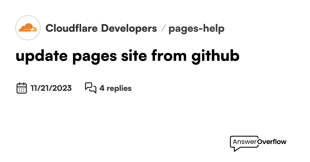 update pages site from github - Cloudflare Developers