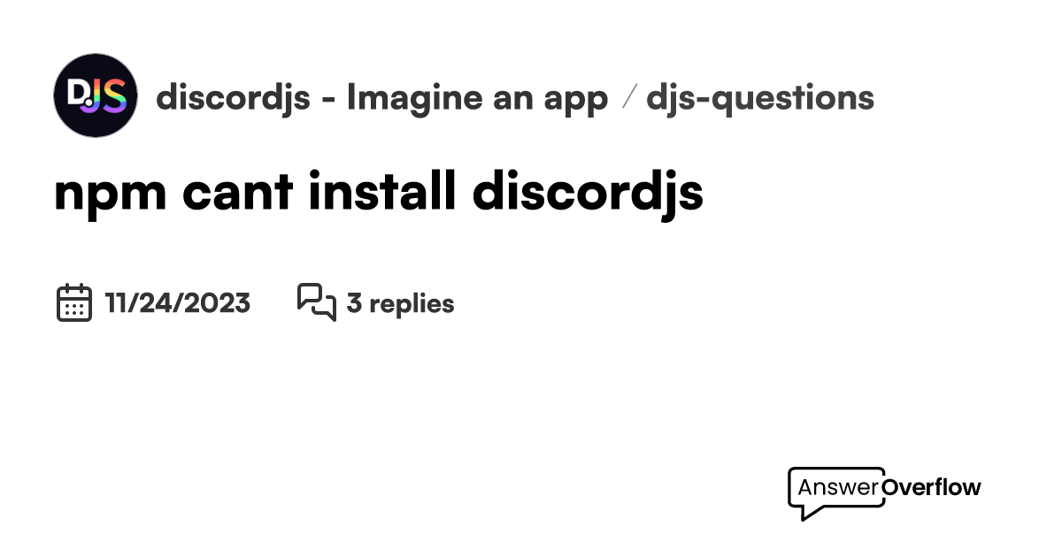 npm can't install discord.js - discord.js - Imagine a 👻