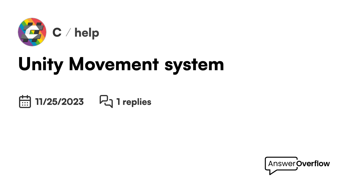 Unity Movement system - C#