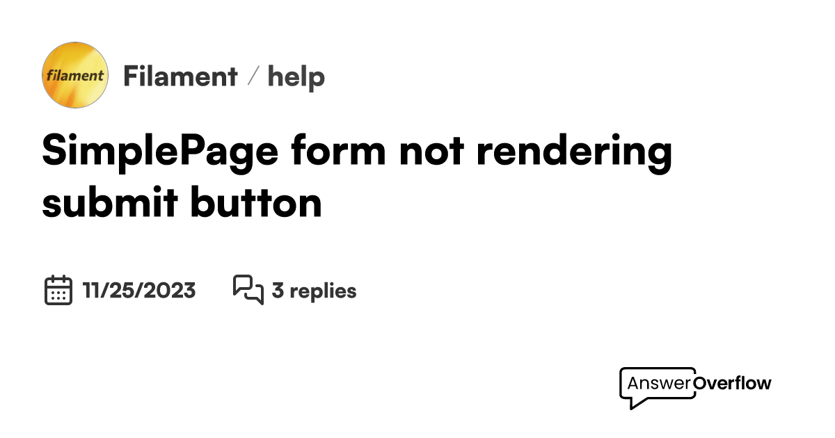 Simplepage Form Not Rendering Submit Button Filament