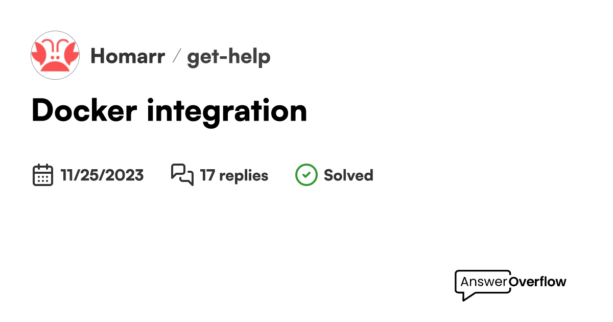 Docker integration - Homarr