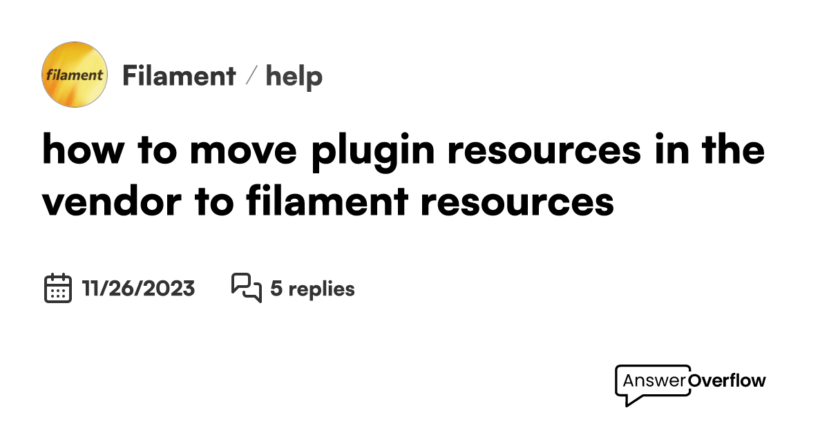How To Move Plugin Resources In The Vendor To Filament Resources Filament