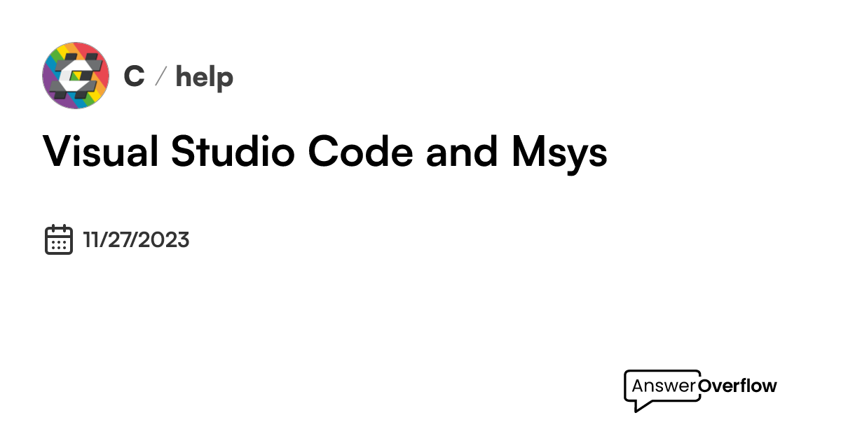 Visual Studio Code and Msys - C#