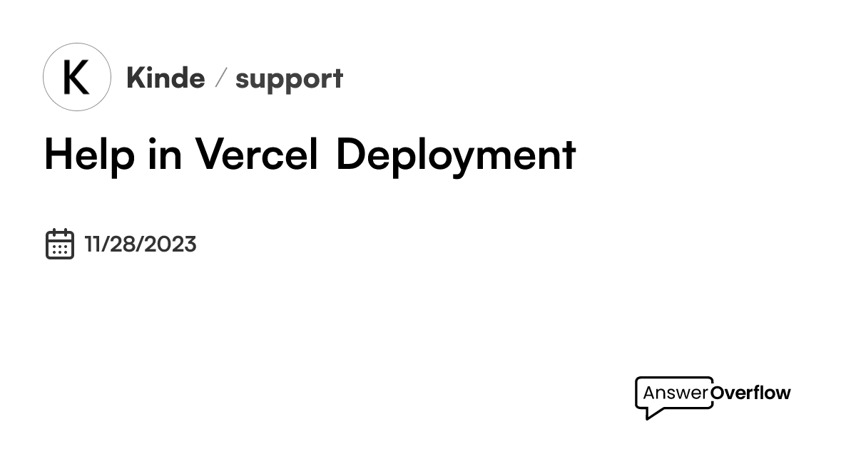 Help in Vercel Deployment - Kinde