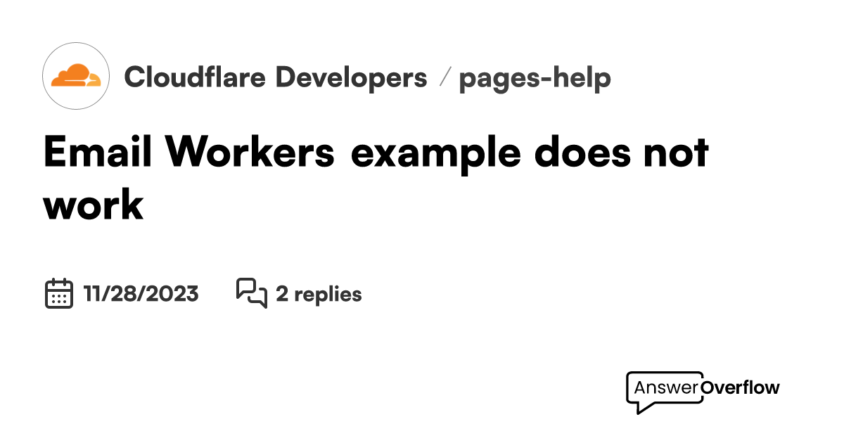 Email Workers example does not work - Cloudflare Developers