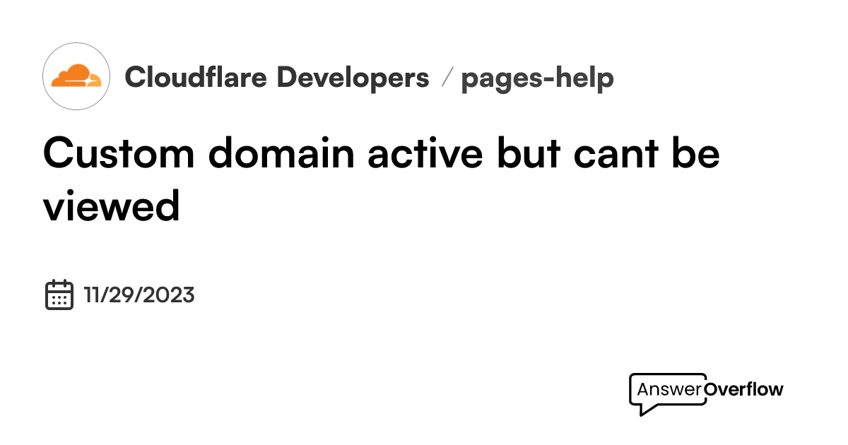 Custom domain active but can't be viewed - Cloudflare Developers
