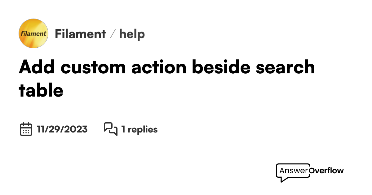 Add custom action beside search table - Filament