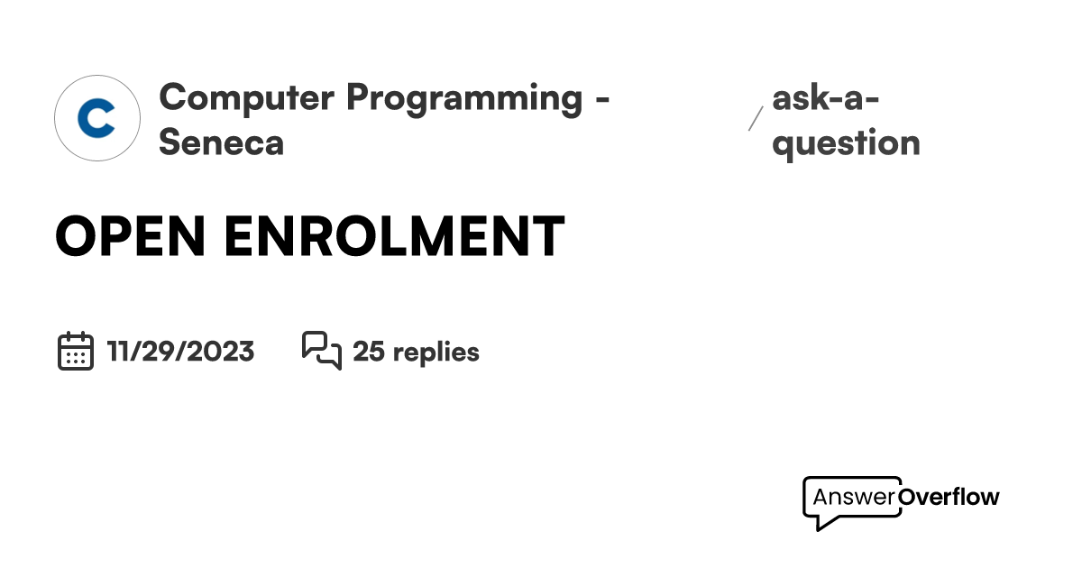 OPEN ENROLMENT - Computer Programming - Seneca Polytechnic College