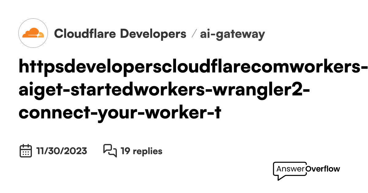 - Cloudflare Developers