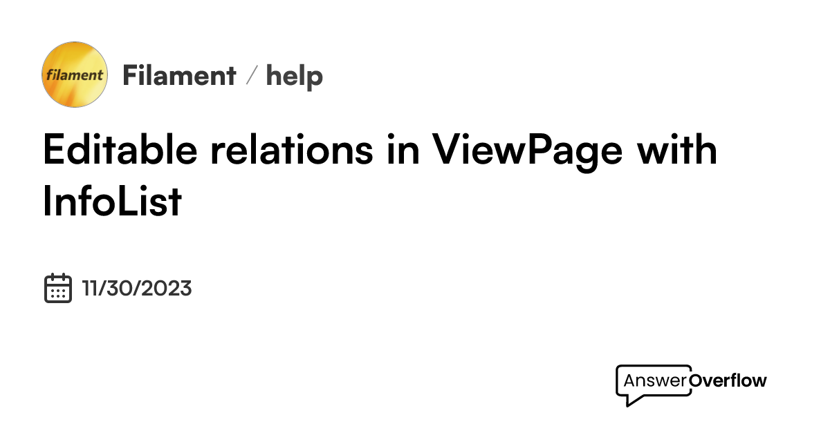 Editable relations in ViewPage with InfoList - Filament