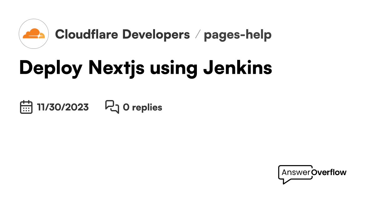 Deploy Next.js using Jenkins - Cloudflare Developers