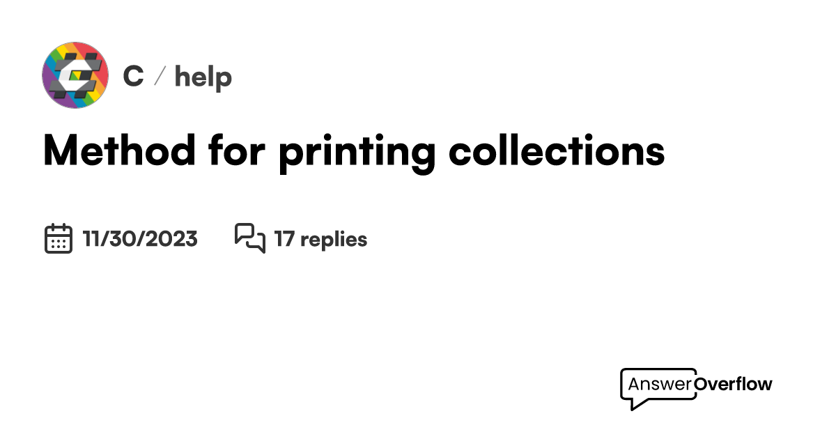 Method for printing collections. - C#
