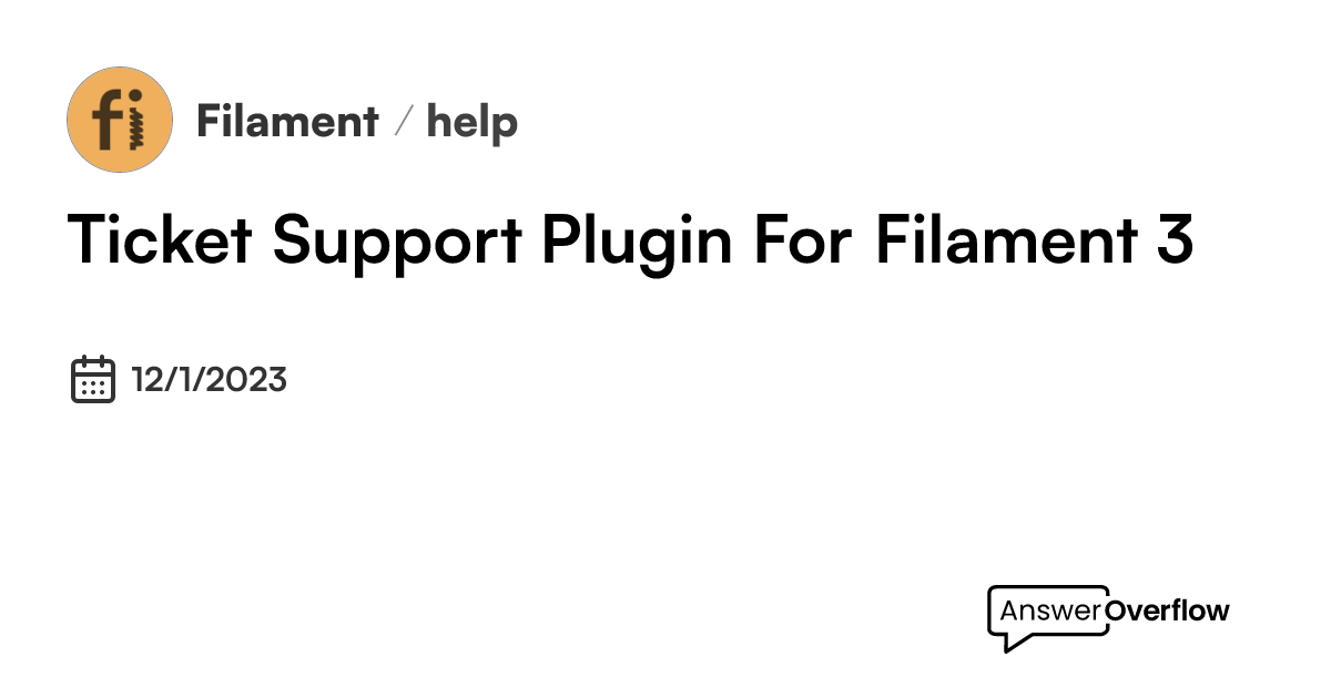 Ticket Support Plugin For Filament 3 - Filament