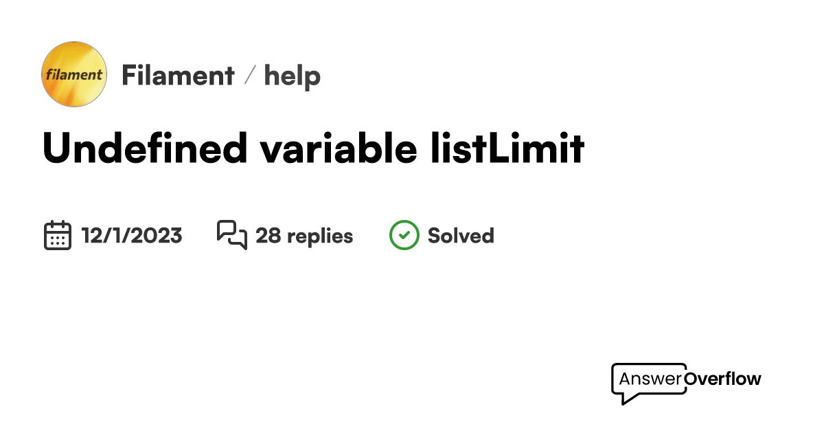 Undefined Variable Listlimit Filament