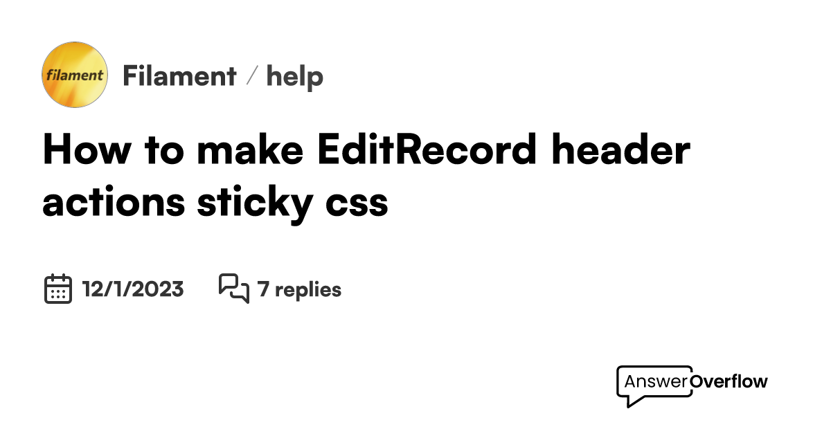 How to make EditRecord header actions sticky (css)!? - Filament