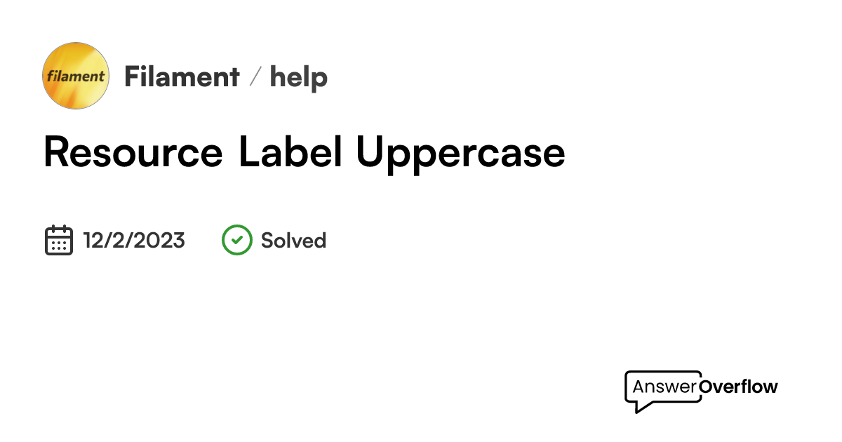 Resource Label Uppercase? - Filament