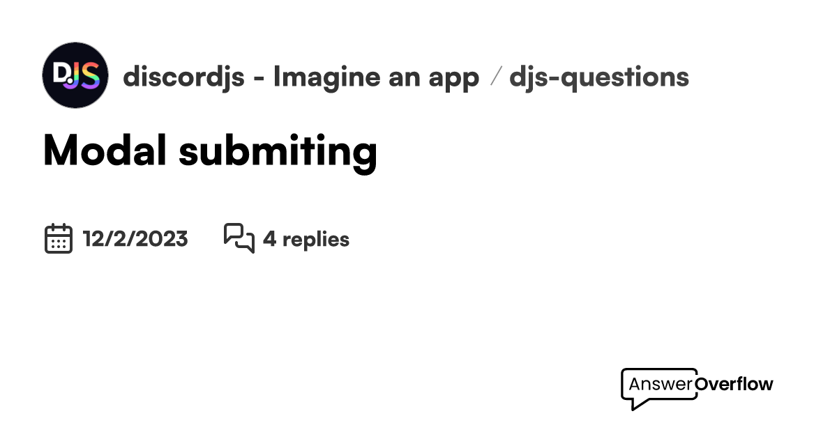 Modal submiting - discord.js - Imagine an app