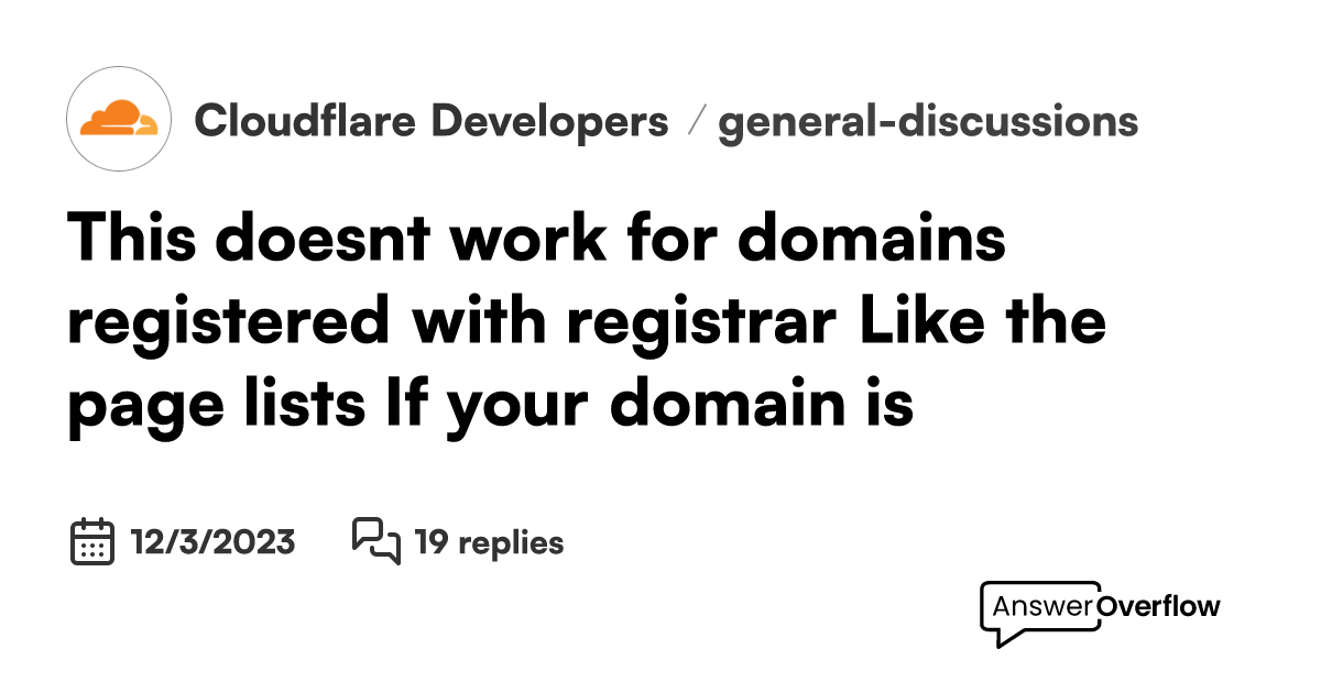 This doesn't work for domains registered with registrar. Like the page lists, > If your domain ...