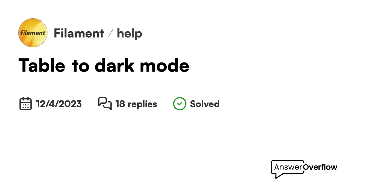 Table to dark mode - Filament