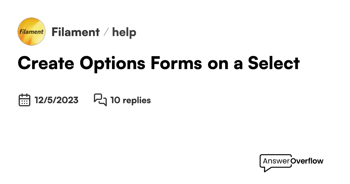 Create Options Forms on a Select - Filament