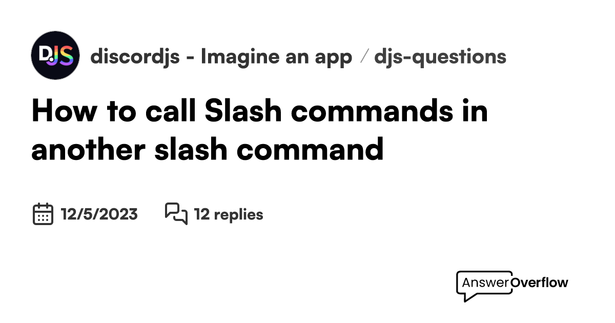 How to call Slash commands in another slash command? - discord.js - Imagine an app