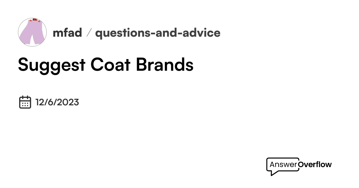 Suggest Coat Brands - mfad