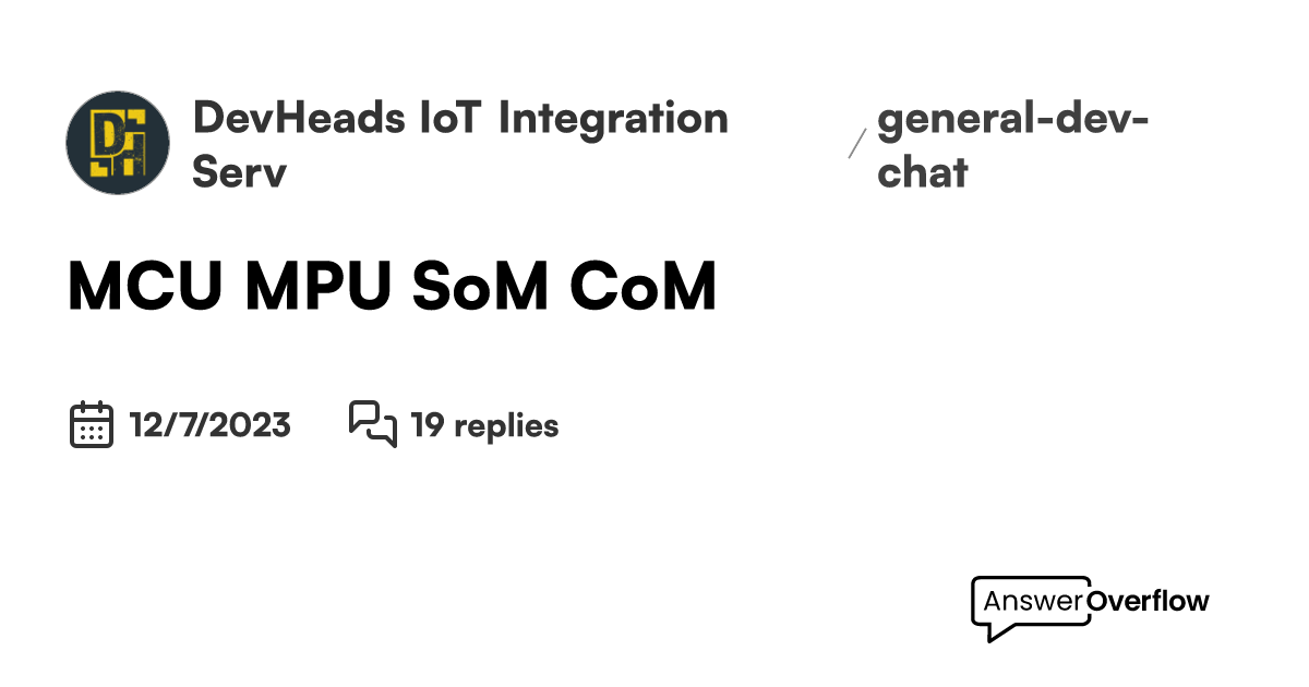 MCU, MPU, SoM, CoM - DevHeads IoT Integration Server