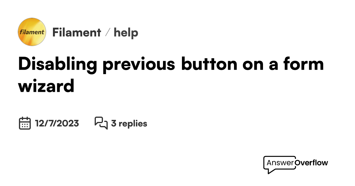 Disabling previous button on a form wizard - Filament